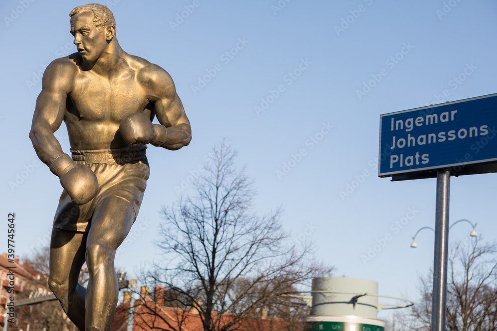 Ingemar Johansson statue in Gothenburg. Ingo was a Swedish professional ...