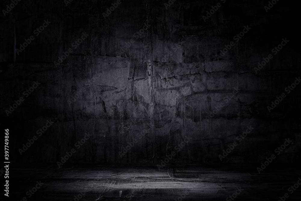 Empty space of Studio dark room concrete floor grunge texture ...