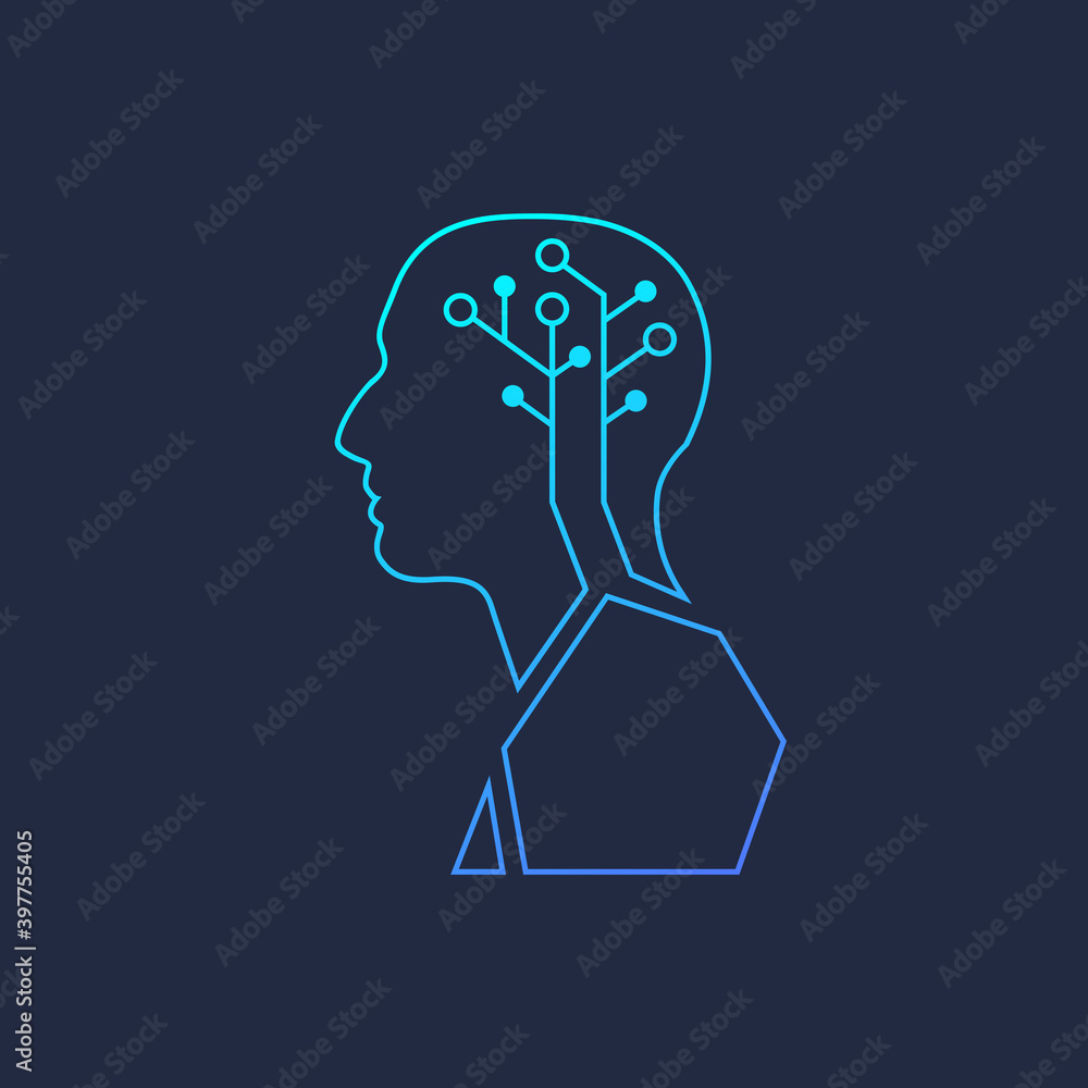 Artificial Intelligence Human Logo Machine Learning Concept. Icon ...