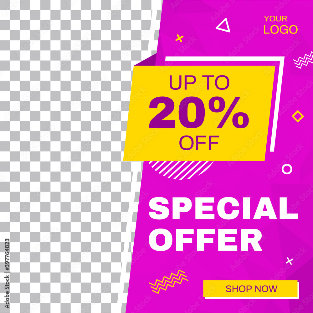 Social media post design template for a special offer. Editable banner ...