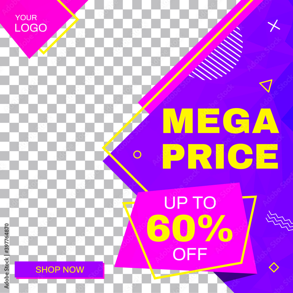 Social media post design template -mega price. Editable banner for ...