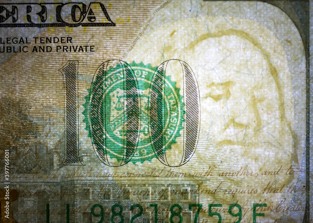 Franklin watermark on $100 bill Stock Photo | Adobe Stock