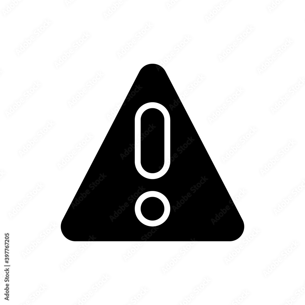 Warning black glyph icon. Emergency message for user. Danger situation ...