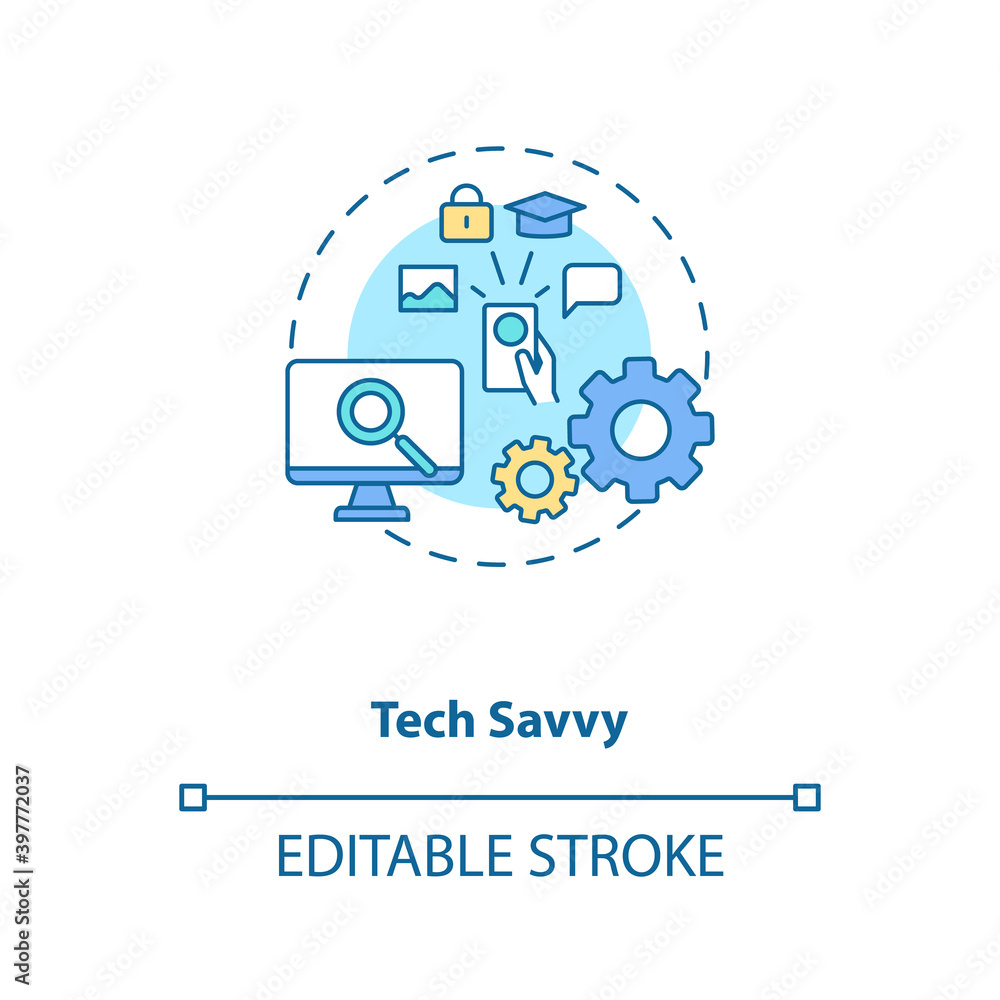 Tech savvy concept icon. Innovative technology specialist. Electronics ...