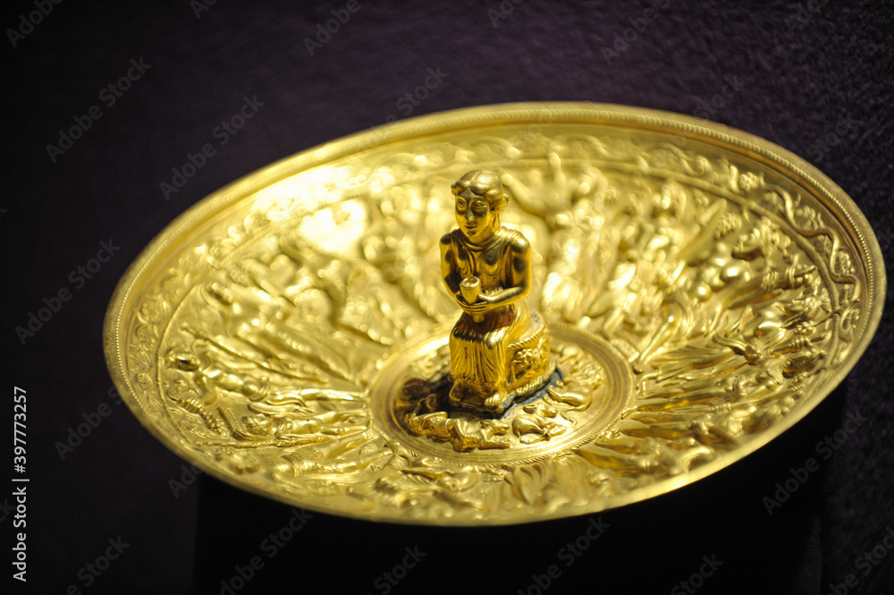 Items of the Romanian treasure inside Romanian National History Museum ...