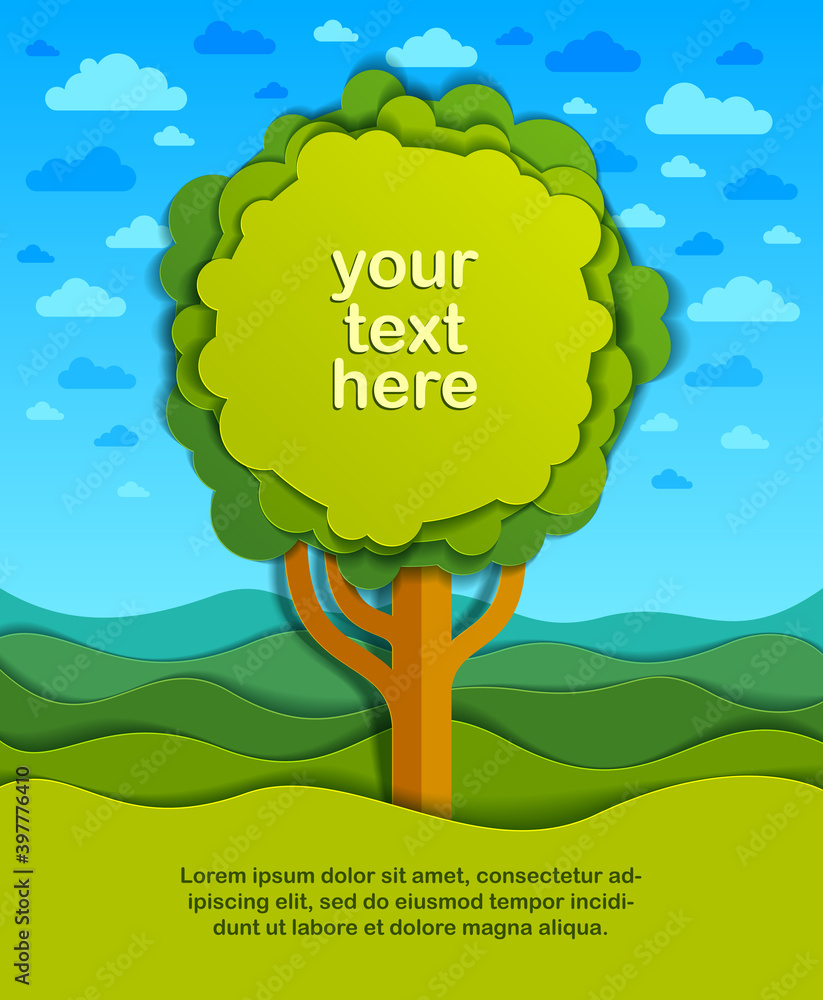 Tree with copy space for text in the field scenic nature landscape ...