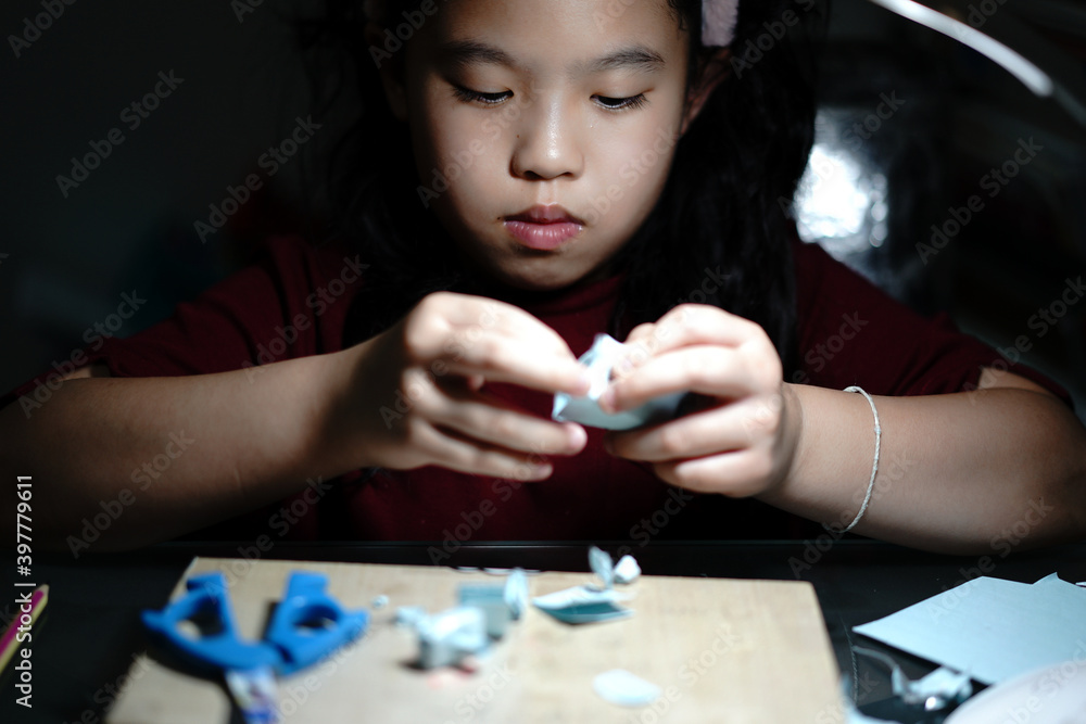 child do craft for making toy from paper Stock Photo | Adobe Stock