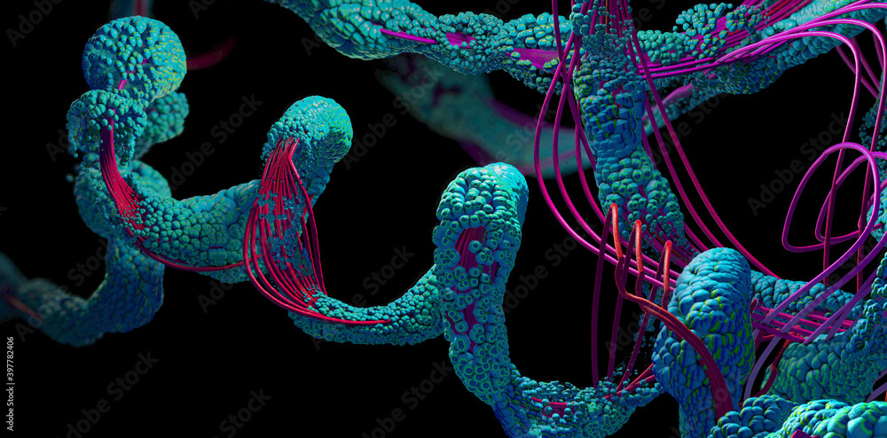 Chain of amino acid or bio molecules called protein - 3d illustration ...