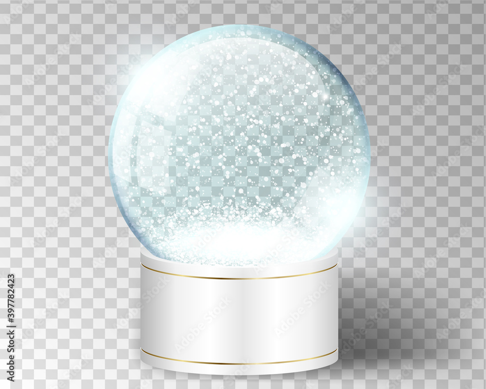 White vector snow globe empty template isolated on transparent ...