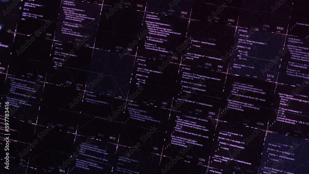 Vidéo Stock Blocks of abstract program code are being written and moved inside the virtual space ...