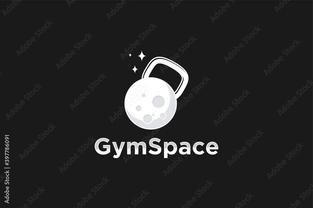 Gym logo space kettlebell moon design simple minimalist design Stock ...