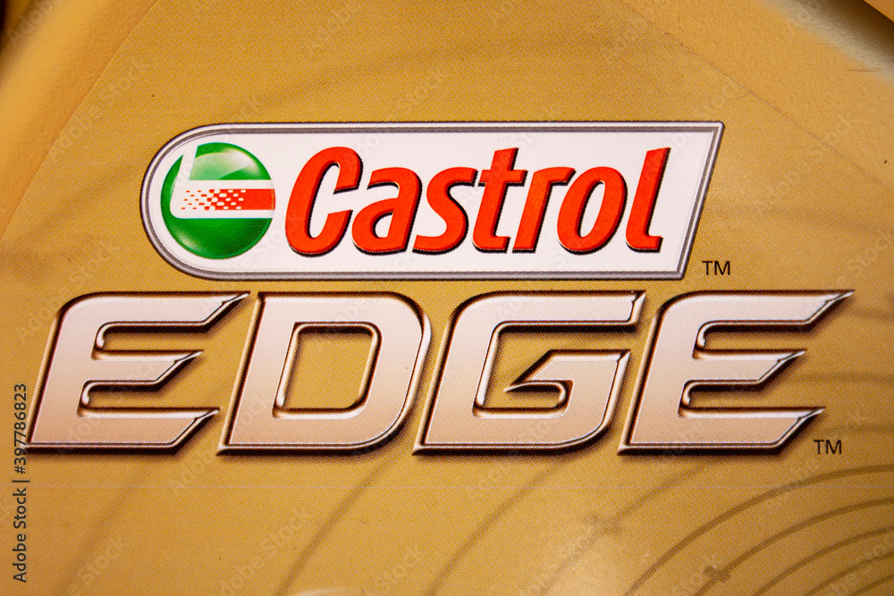 Castrol Edge logo motor oil in plastic canisters Stock Photo | Adobe Stock