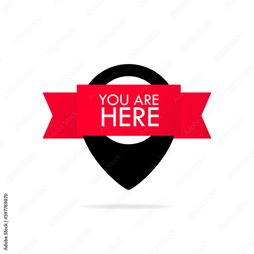 You are here icon. Map pointer icon. Marker location icon with you are ...