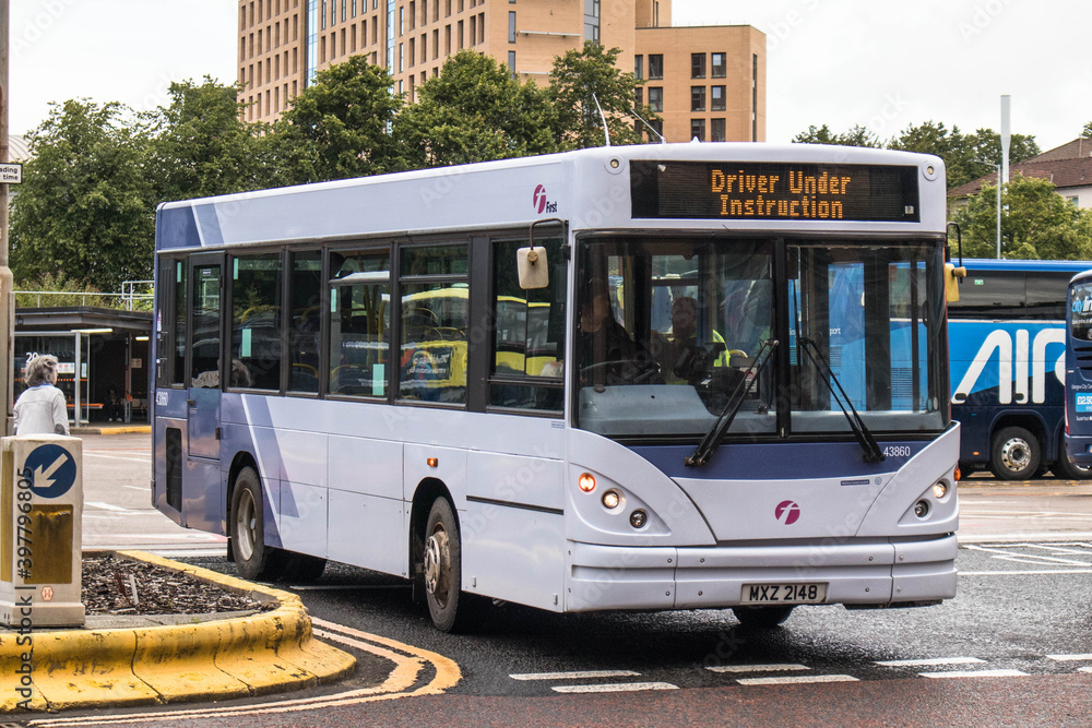 Lilac First Group single decker bus with Driver Under Instruction ...