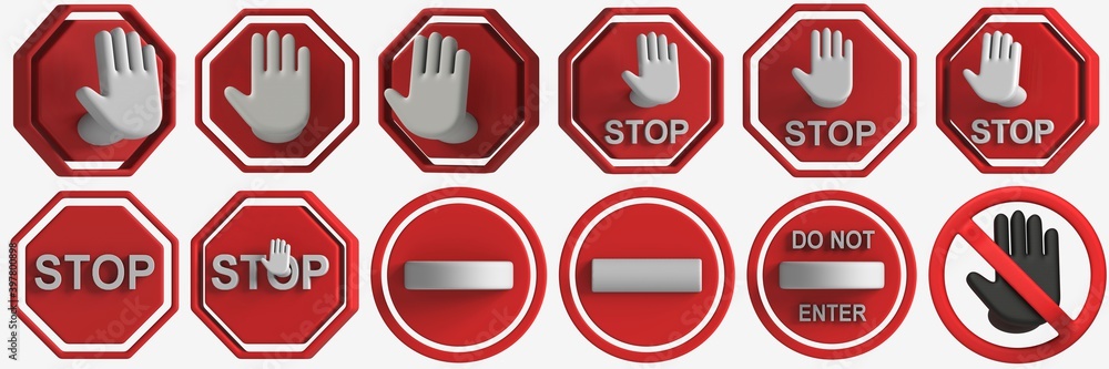 Set of warning signs. 3d rendering Stock Illustration | Adobe Stock