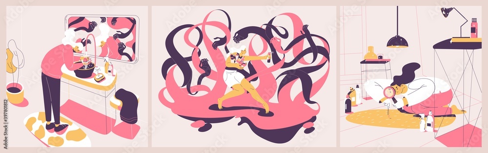 Obsessive compulsive disorder when people in panic cleaning their house ...