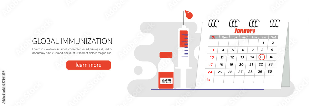 Vaccination concept. Landing page template, banner, icon. Modern ...