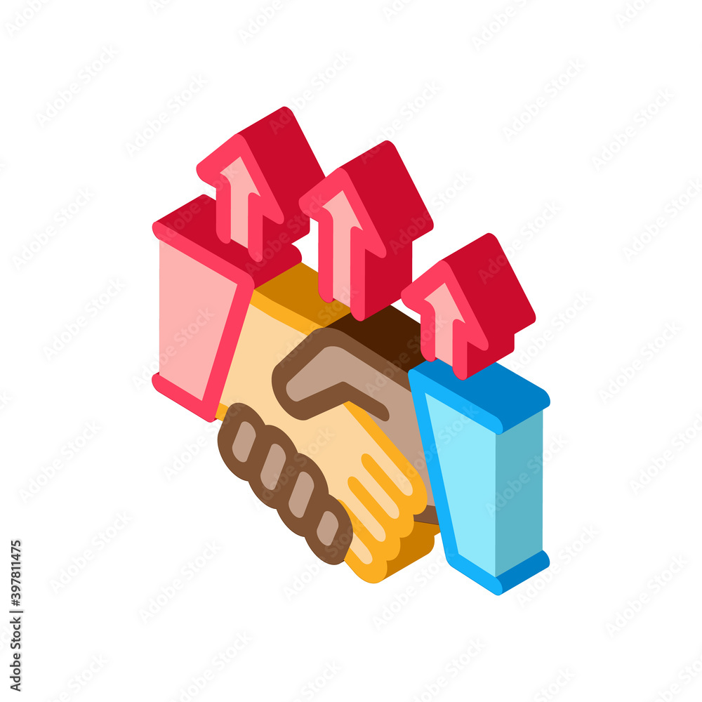 different race handshake icon vector. isometric different race ...