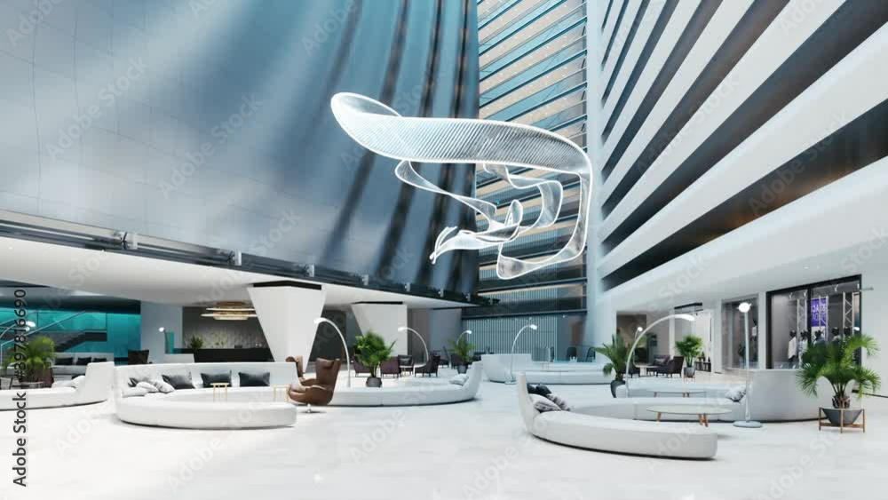 Atrium shopping mall. Interior of an empty modern shopping mall. Modern ...