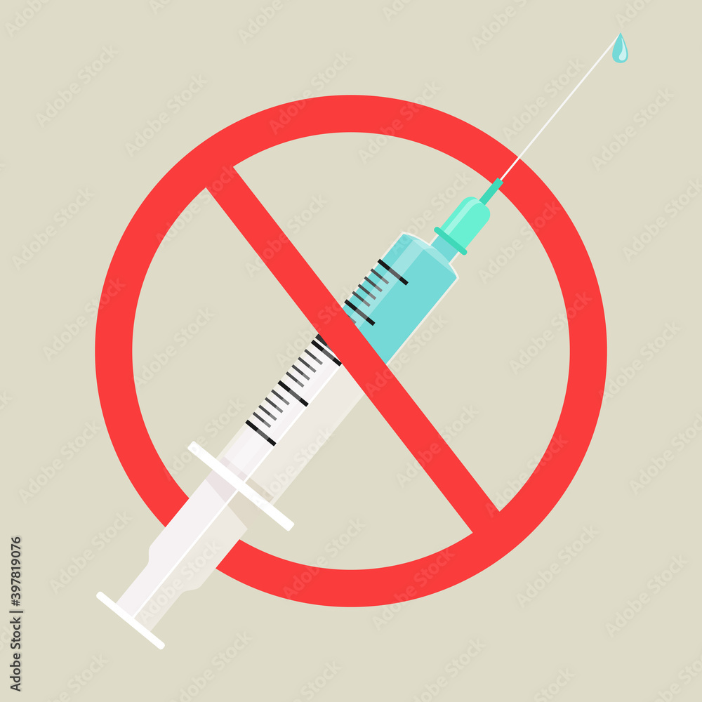 Vaccination stop sign. Symbol, concept. Vector illustration in flat ...