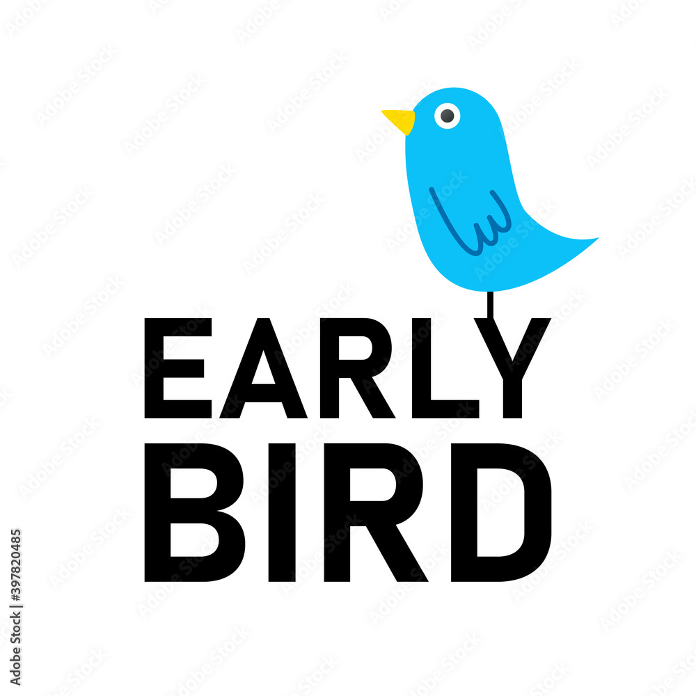 Photo & Art Print Early bird text with bird design. Clipart image., dzm1try