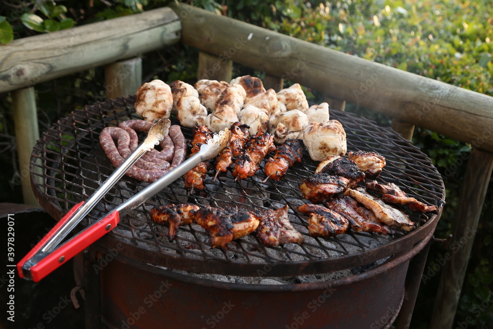 A traditional South African braai. This photo has selective focus ...