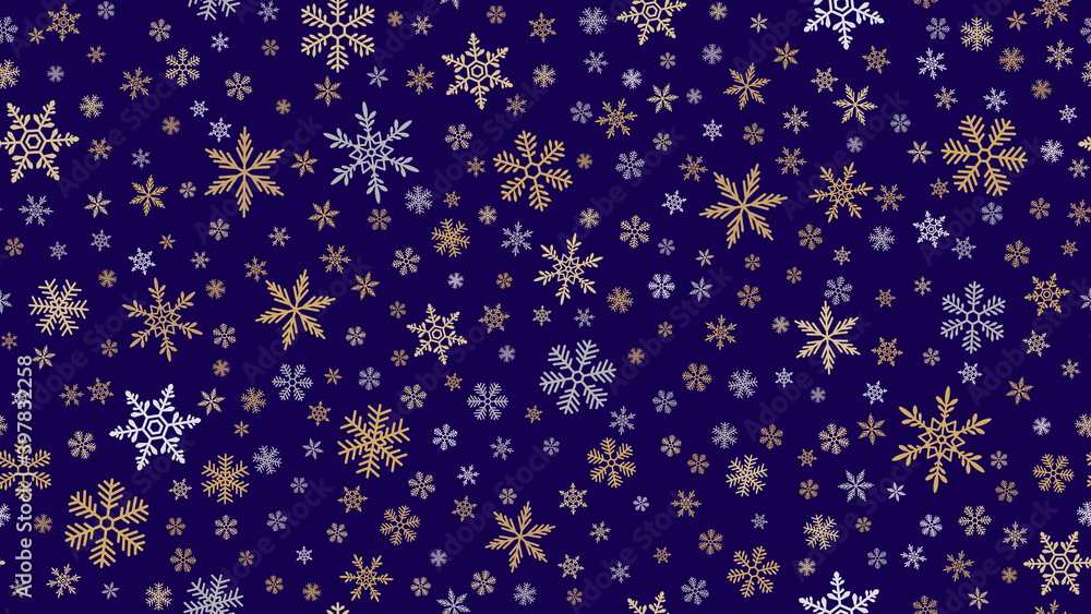 Golden snowflakes background. Luxury vector Christmas seamless pattern ...
