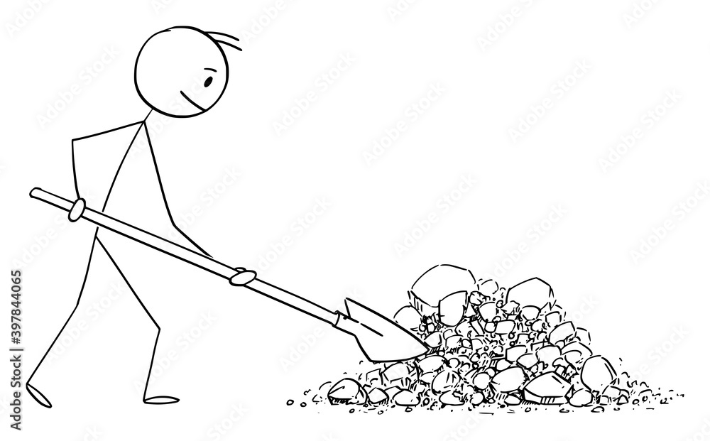 Vector cartoon stick figure illustration of construction worker or man ...