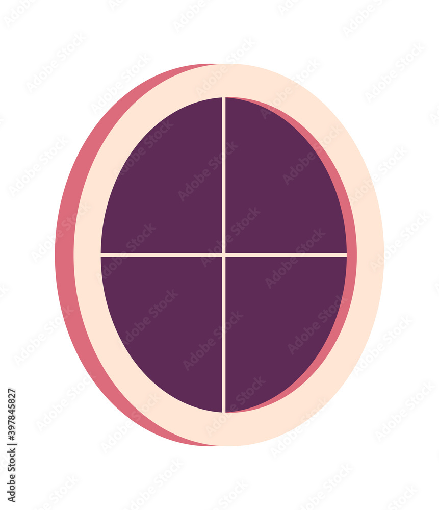Round window icon, architecture element, facade decor cartoon vector ...