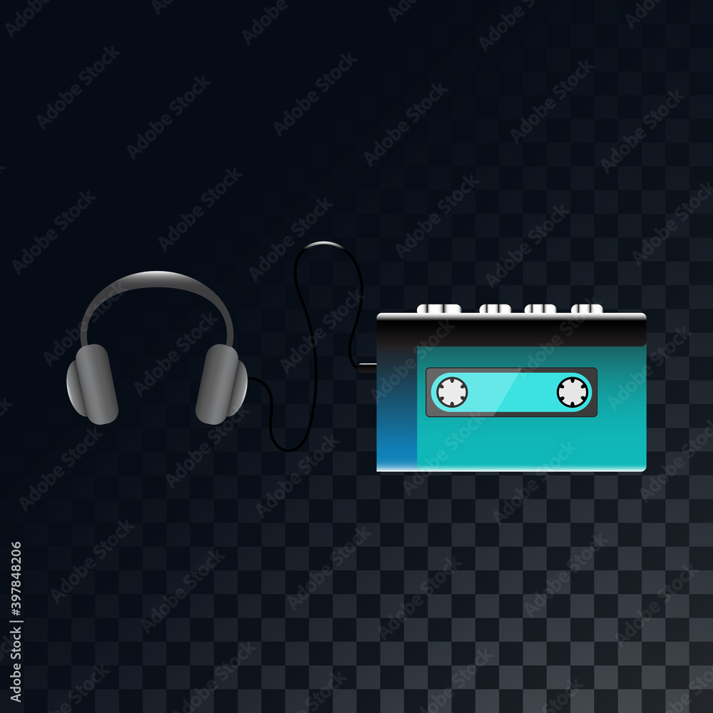 An old retro vintage film analogue music cassette audio player from the ...