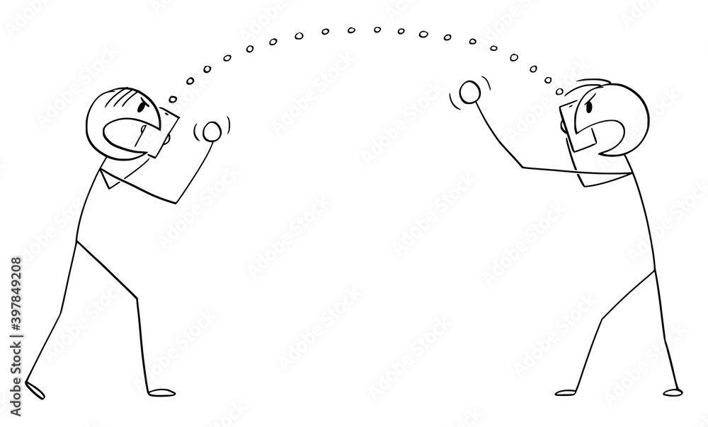 Vector cartoon stick figure illustration of two angry men or ...