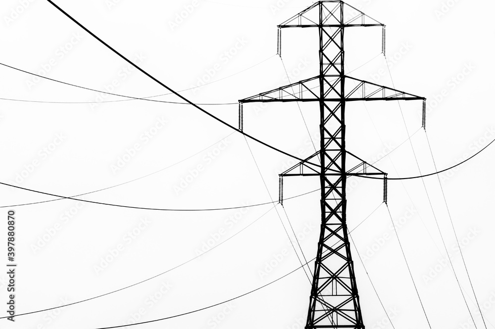 Abstract Of Power Lines in Black and White Stock Photo | Adobe Stock