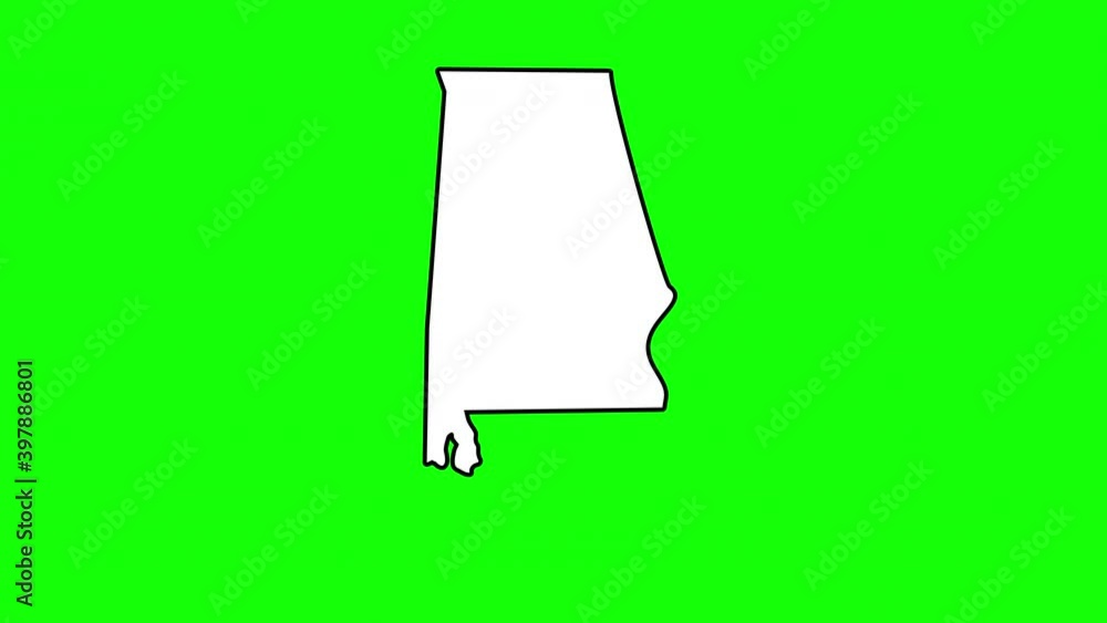 Alabama State of USA with pointer in capital city Montgomery. Animated ...