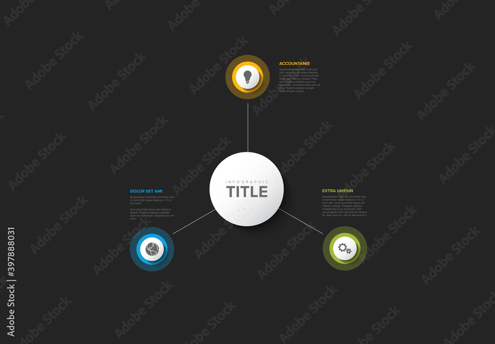 Simple Dark Infographic with three Elements Stock Template | Adobe Stock