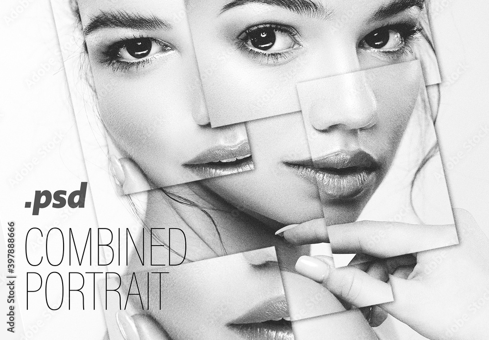 Combined Face Portrait Effect Mockup Stock Template | Adobe Stock