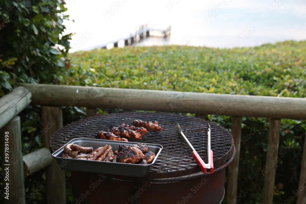 A traditional South African braai. This photo has selective focus ...
