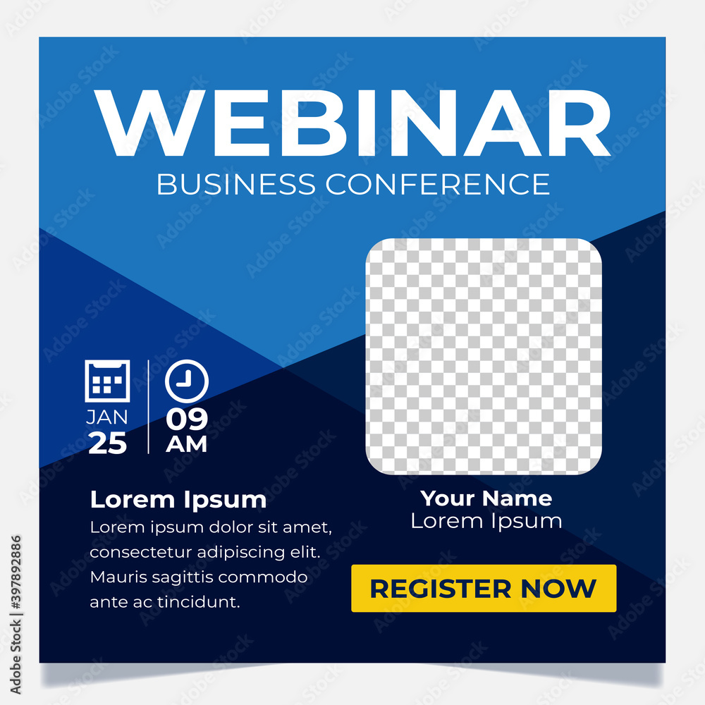 Webinars invite template. Banner live webinar promotion for social ...