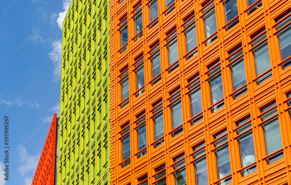London, UK: colorful Central St. Giles Court facade, designed by Renzo ...