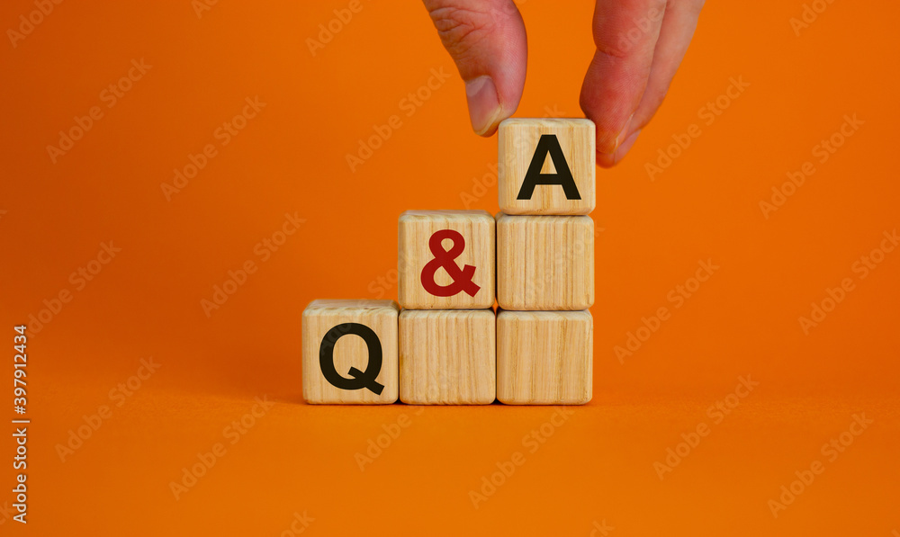 Questions and answers symbol. Concept word 'Q and A' on cubes on a ...