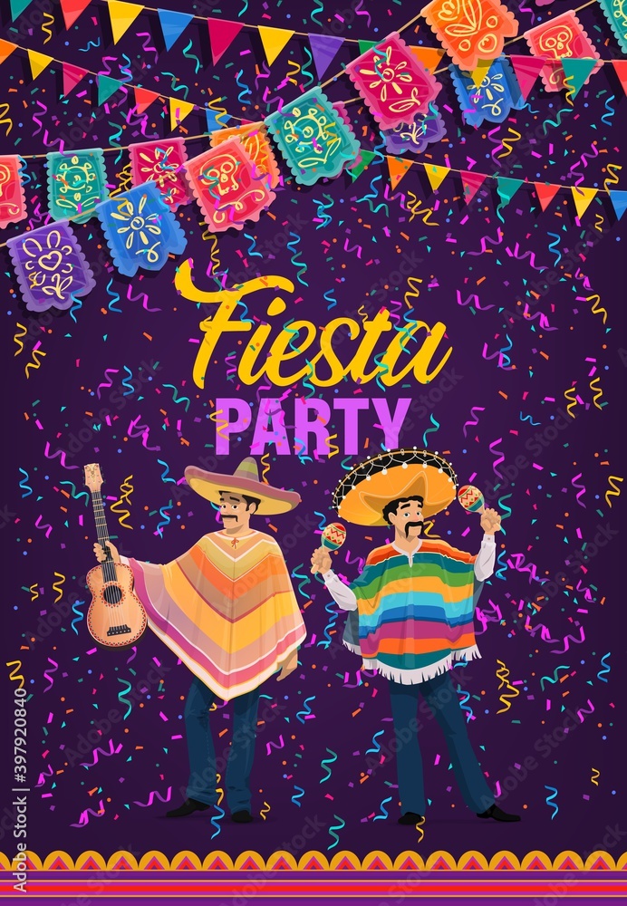Mexican holiday fiesta party, Cinco de Mayo celebration, vector. Mexico ...
