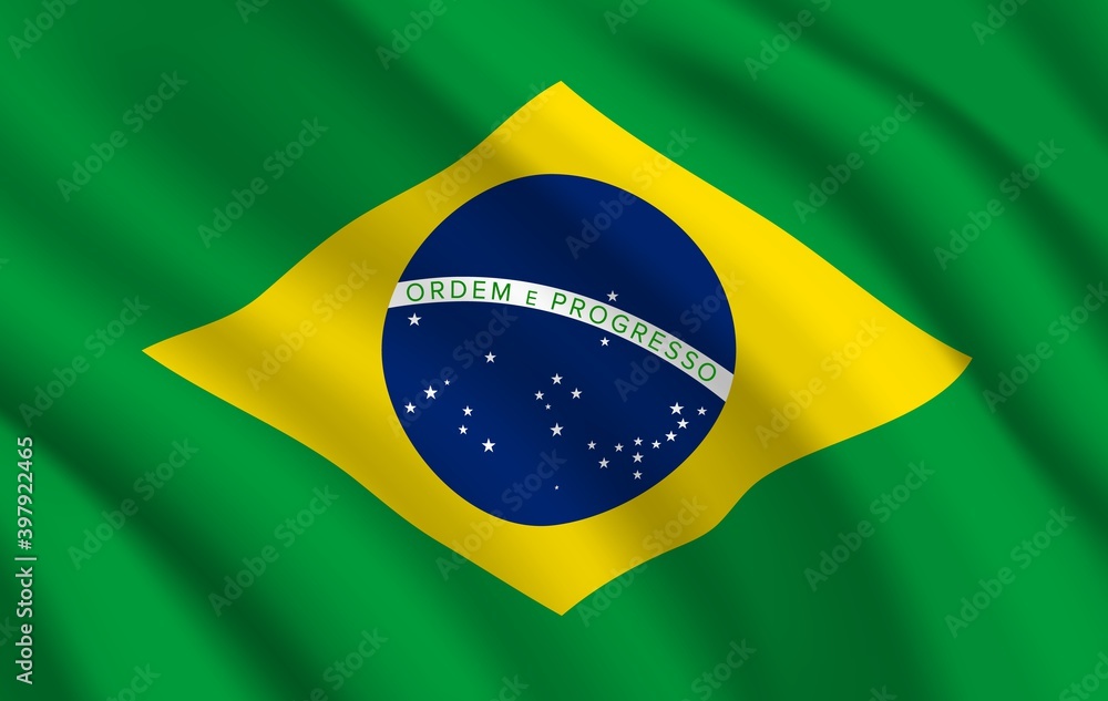 Brazil flag, vector brazilian official symbol of green and yellow ...