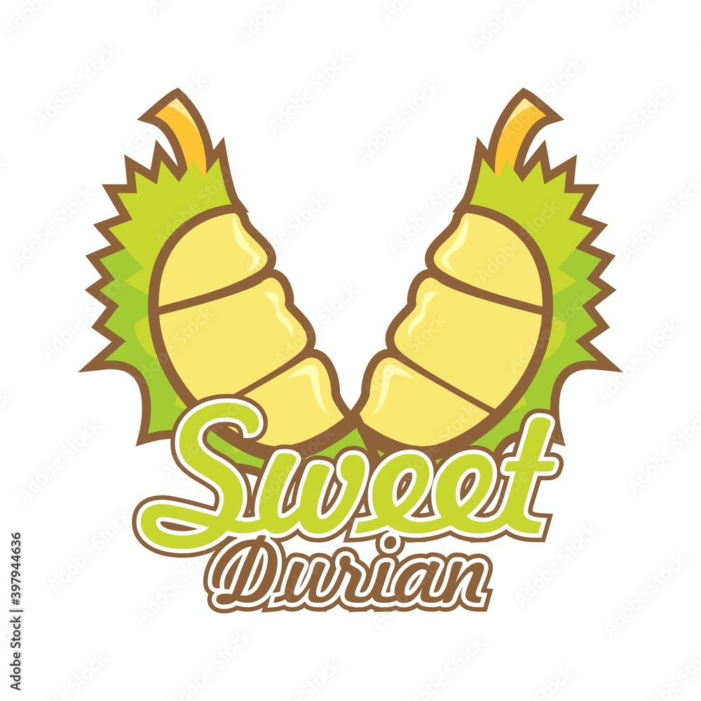 Durian Logo Vector Design. Fruit logo template. Summer tropical fruit ...