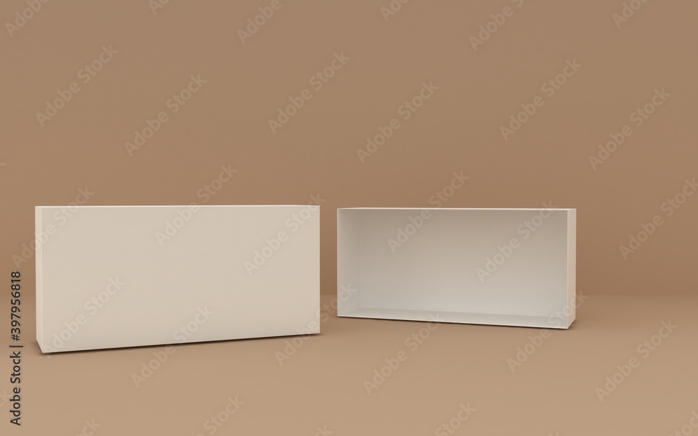 square box package design. 3d rendering of box mockup. Stock ...