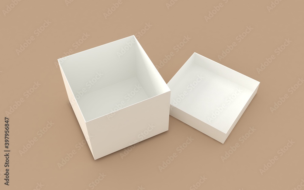 square box package design. 3d rendering of box mockup. Stock ...