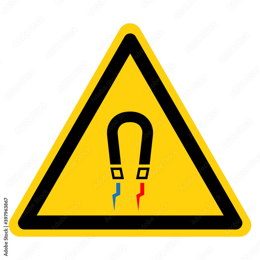 Warning Magnetic Field Symbol Sign, Vector Illustration, Isolate On ...
