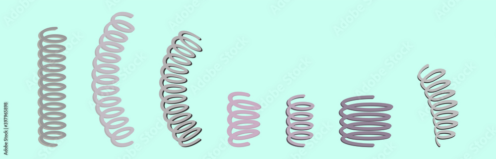 set of coil spring cartoon design template with various models. vector ...