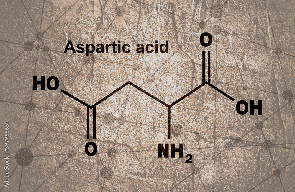 Amino acid. Aspartic acid structural formula. Infographics illustration ...