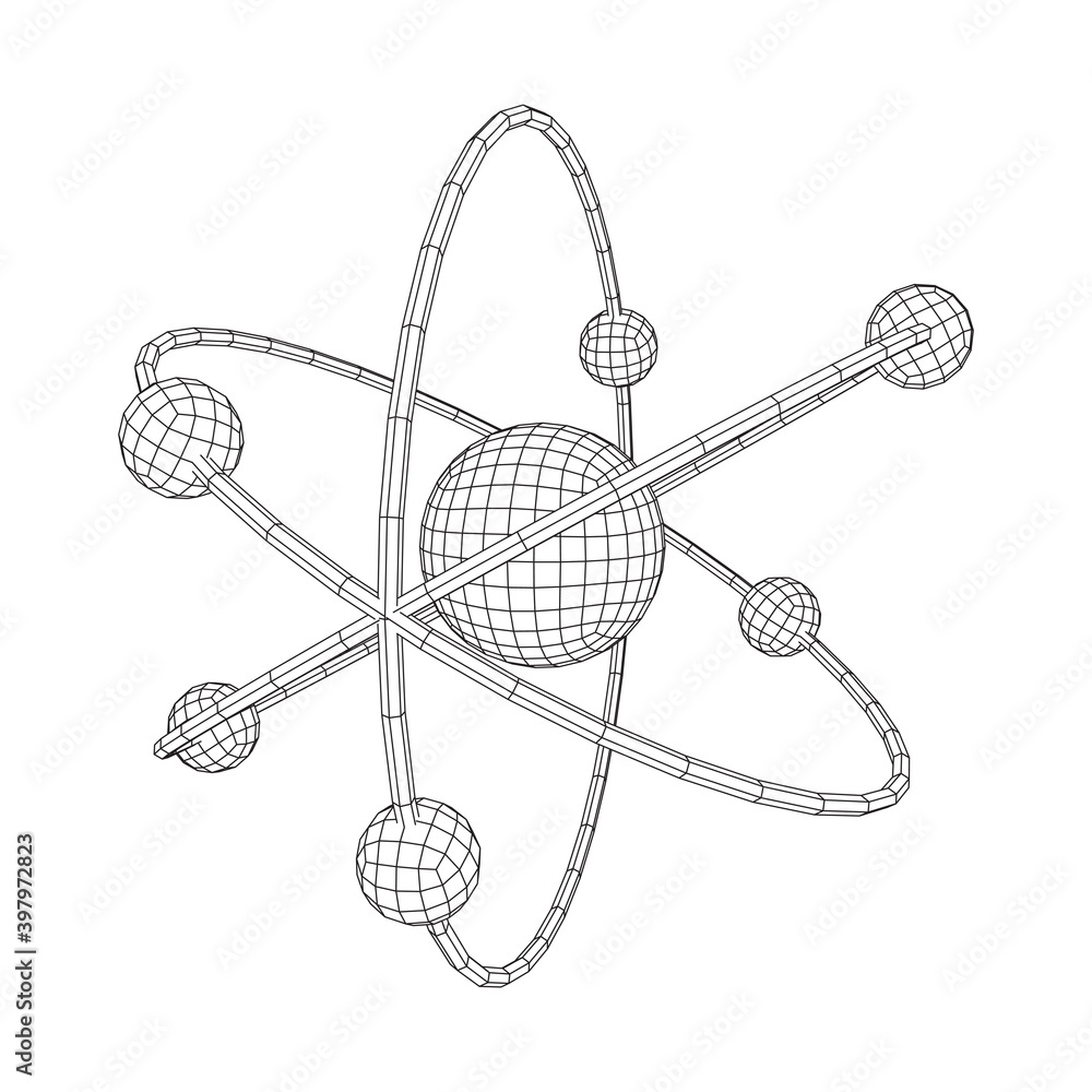 Planetary model of atom with nucleus and electrons Stock Vector | Adobe ...