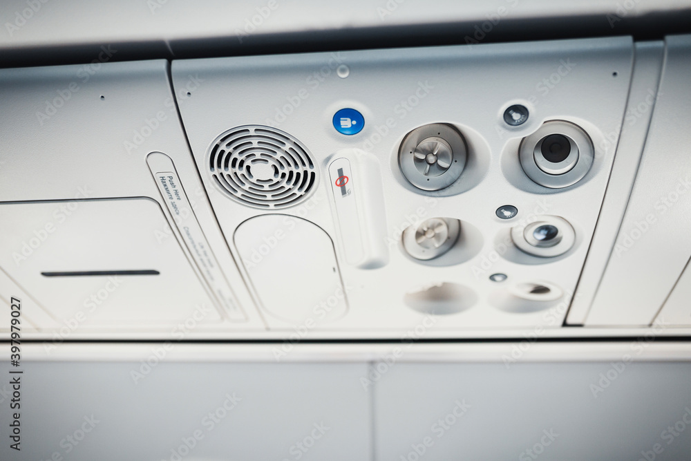 Passenger control panel in the aircraft cabin - airflow lighting and ...