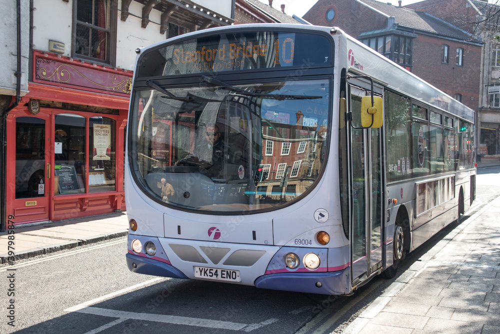 Fotografia do Stock: First branded bus in corporate livery on the ...